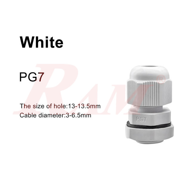 PG7 White Plastic Cable Gland (3~6.5mm) Connector Waterproof | RAM ...